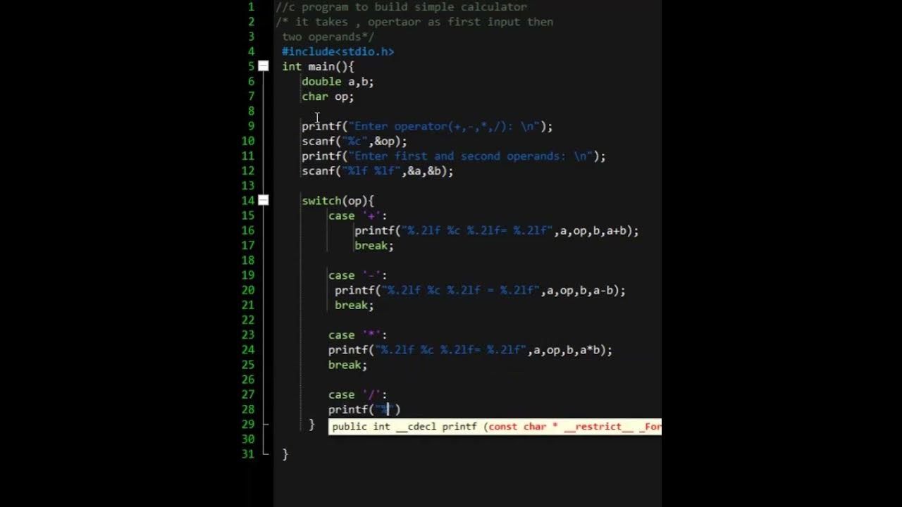 Simple Calculator Program In C Programming Shorts Ytshorts Short Programming Trending