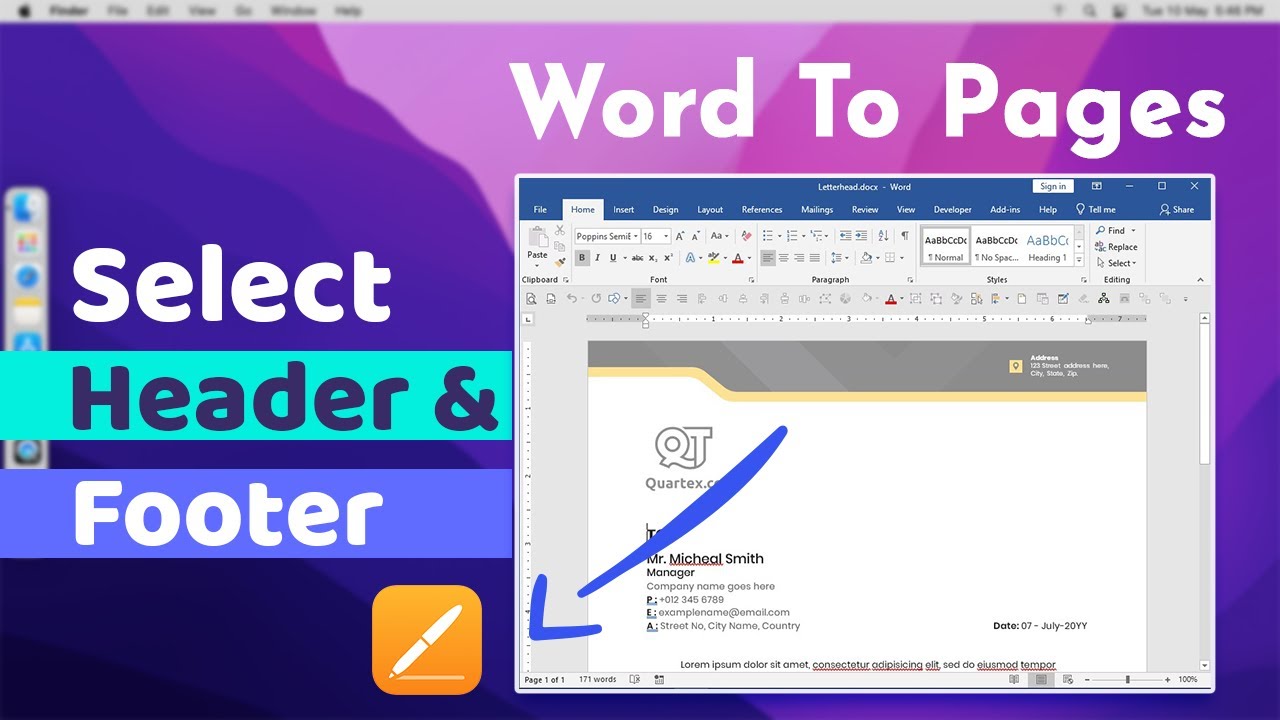 How To Select or Edit Ms Word Header & Footer on Apple Pages - YouTube