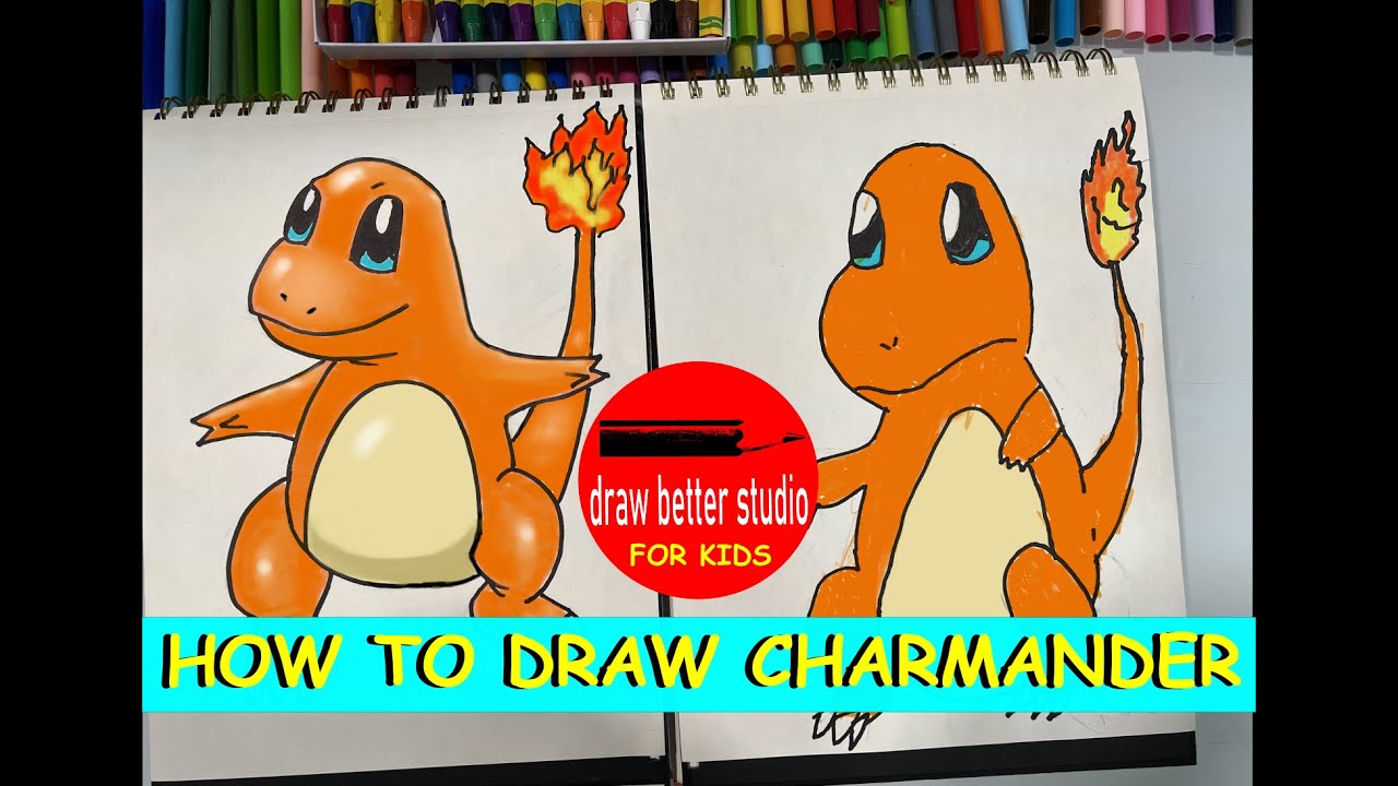 How to draw POKEMON CHARMANDER! STEP BY STEP! - YouTube