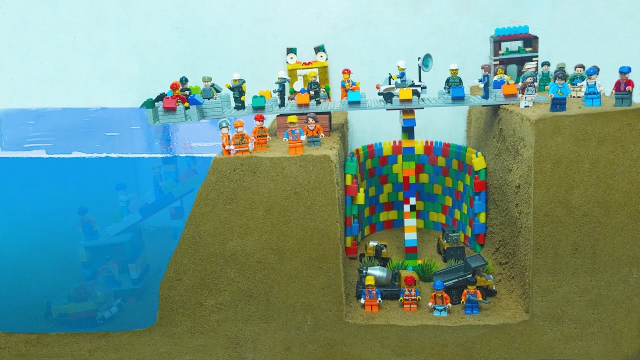 Double Dam Breach Cause Bridge Collapse Water Flooding LEGO City - Dam ...