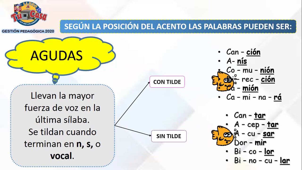 RECONOCIENDO EL ACENTO ENCONTRAREMOS A LAS PALABRAS AGUDAS - YouTube