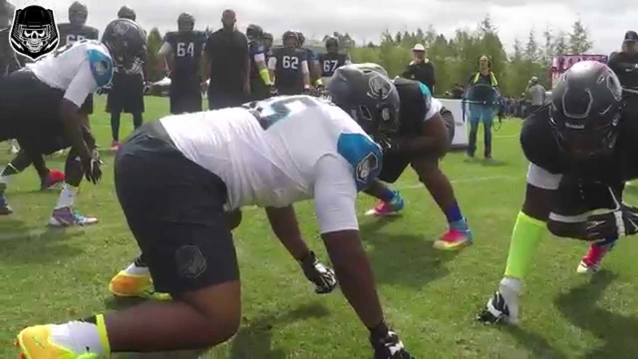 The Opening 2015: OL vs DL "Run Block" 1 on 1's - YouTube
