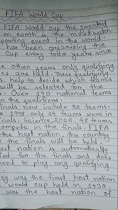 FIFA World Cup essay writing in english - YouTube