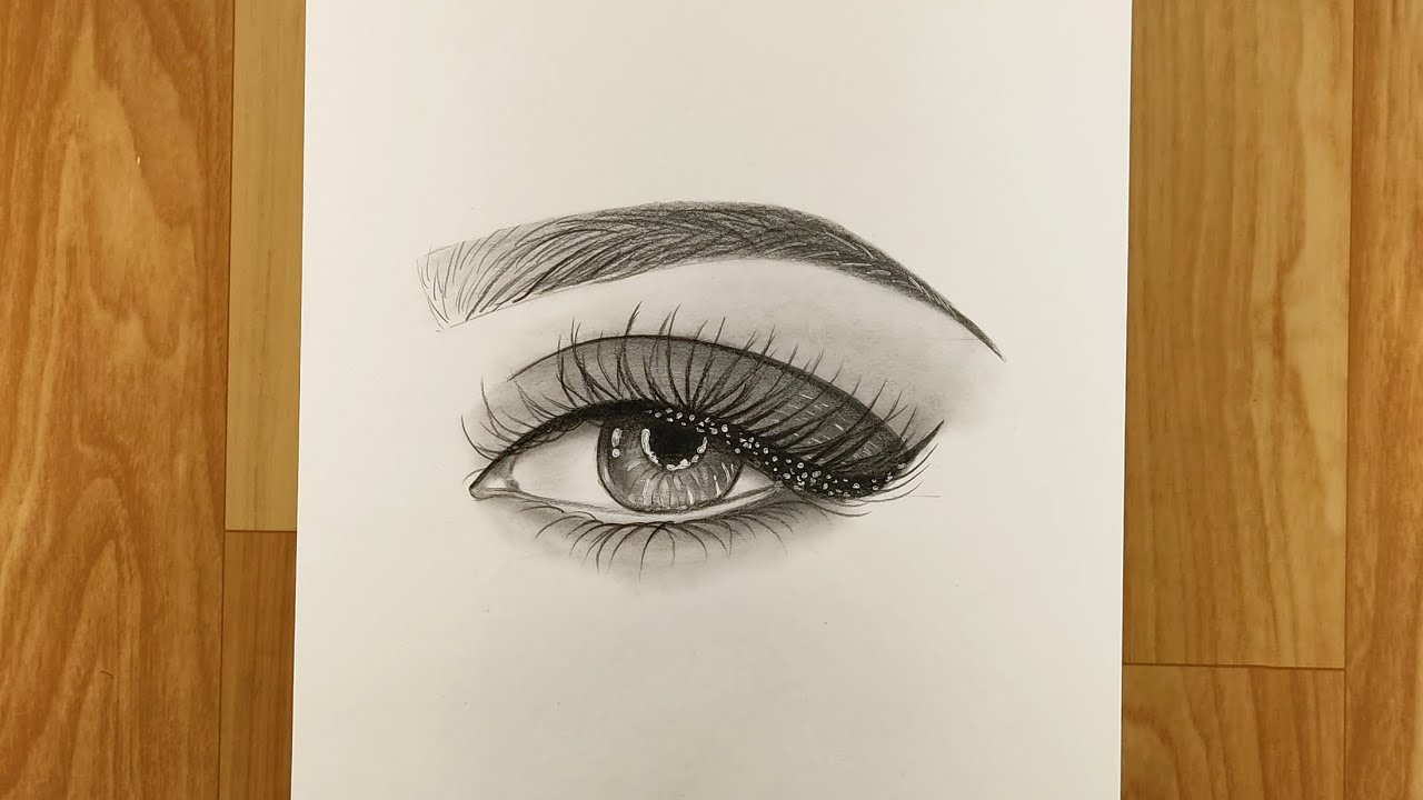 Easy Beautiful Eye Drawing Step By Step | Beautiful Eye drawing For ...