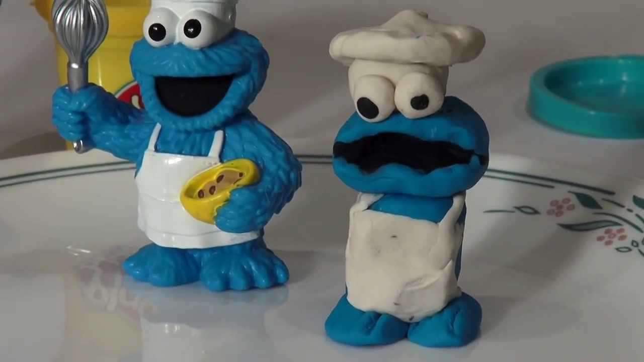 Play Doh Cookie Monster, how to make Chef Cookie Monster out of Play ...