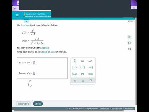 Domain of a rational function: Interval notation - YouTube