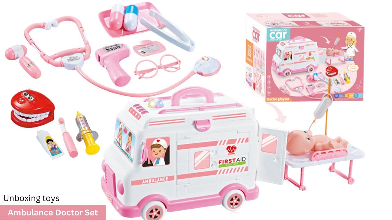 12 Minutes Satisfying with Unboxing Ambulance Doctor Set | ASMR - YouTube