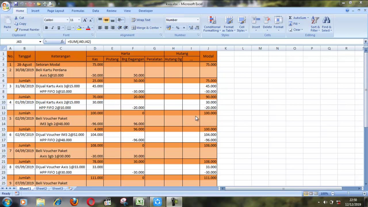 Laporan penjualan (Tabel transaksi dan Neraca) - YouTube