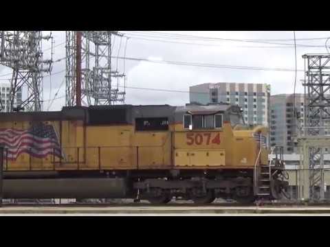 UP SD70M #5074 Leads Amtrak 11 out of San Jose - YouTube