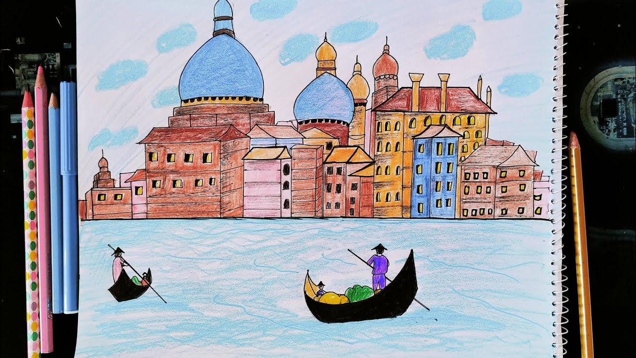 How to draw venice italy step by step... - YouTube