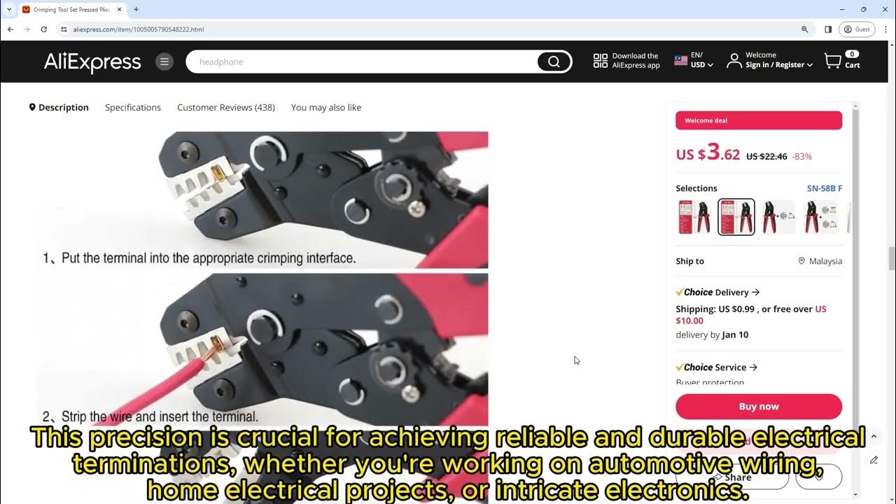 Crimping Tool Set Pressed Pliers Electrician Tools Electrical Terminals Clamp Electronics ...