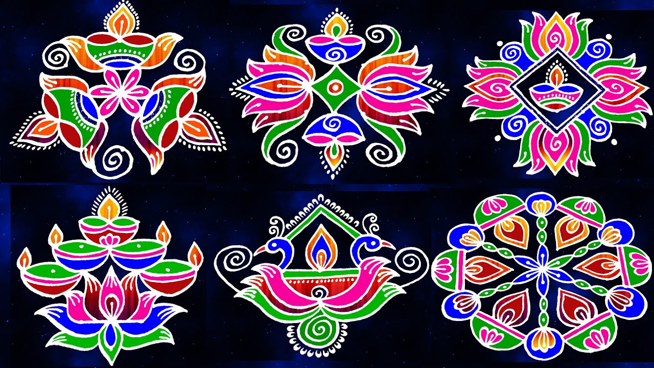 Beautiful Diwali / Deepavali Rangoli Designs | Kolam Muggulu Deepavali ...
