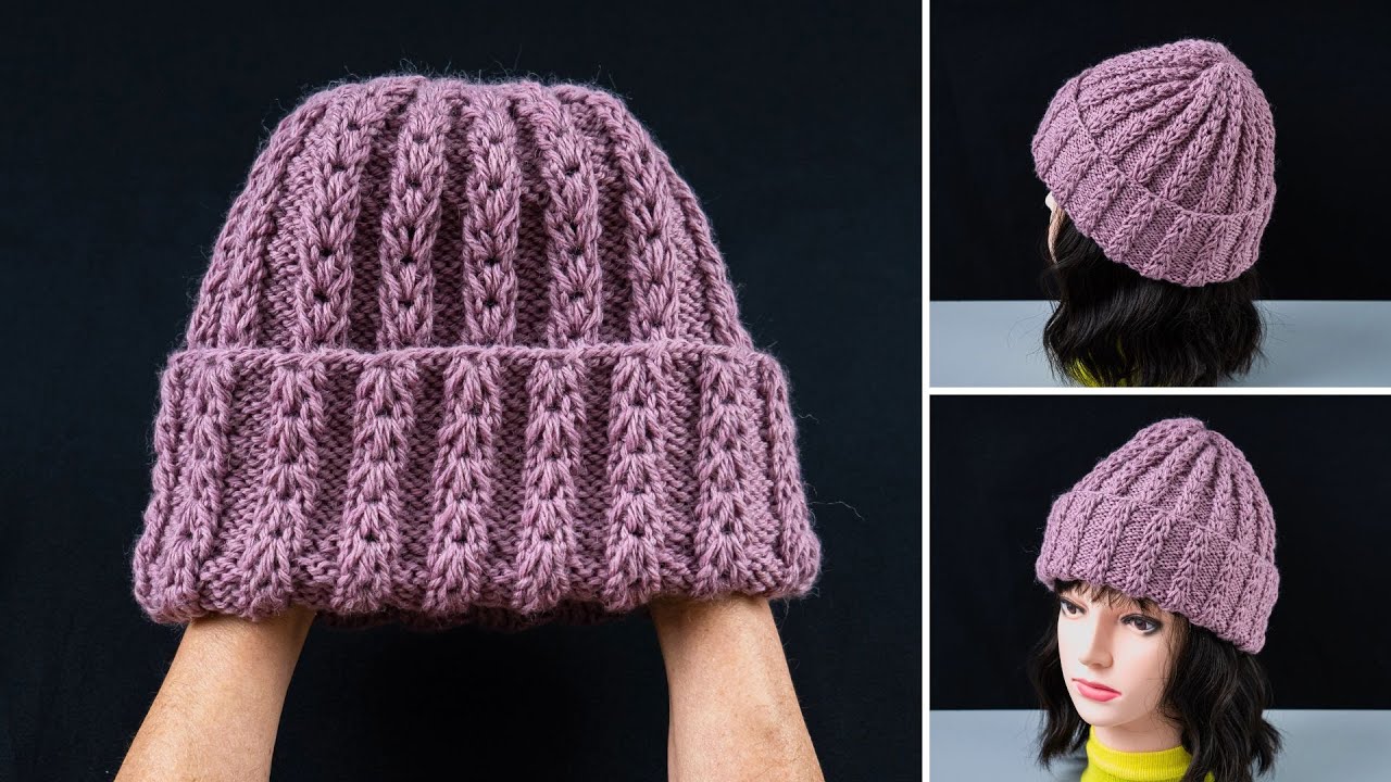 Beautiful hat with a chic stitch pattern simply! - YouTube