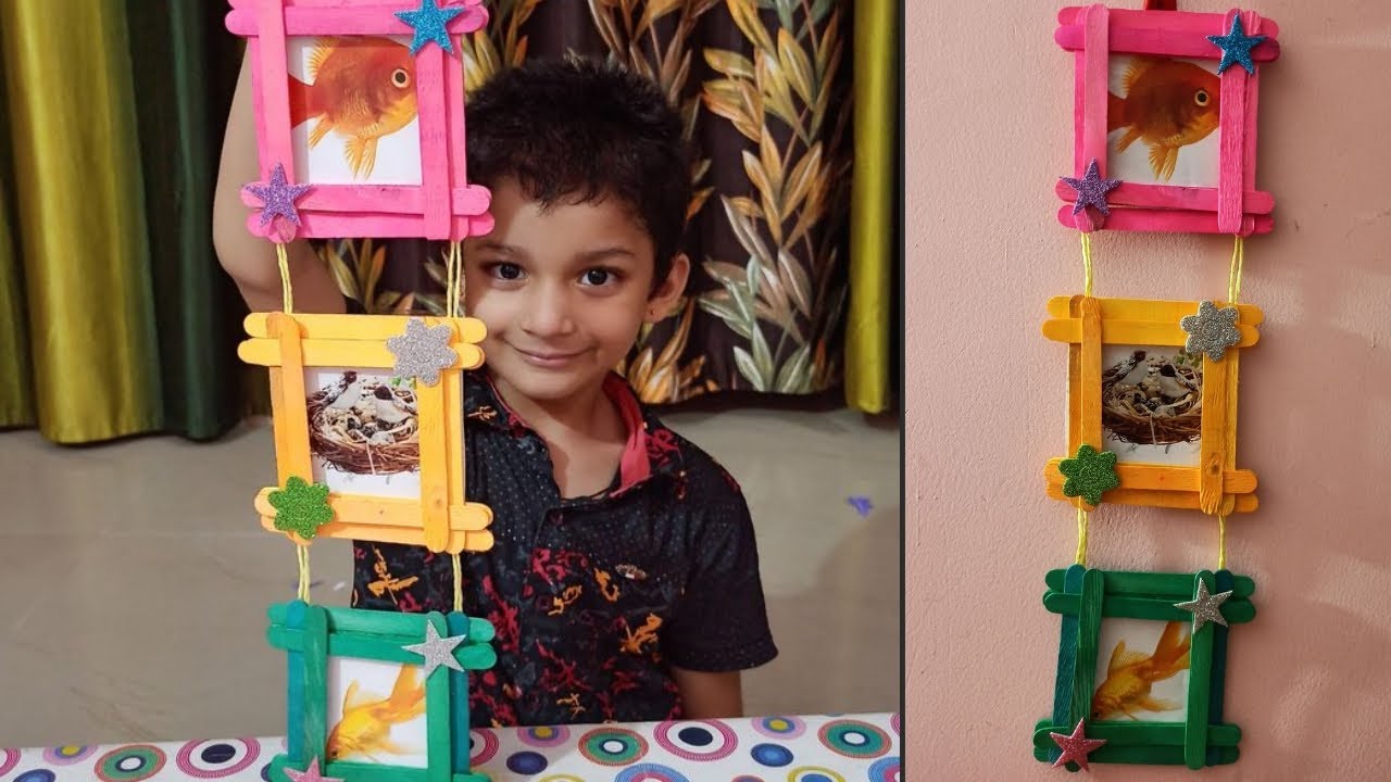 DIY Photo Frame| Ice cream stick Photo Frames | Popsicle Stick photo ...