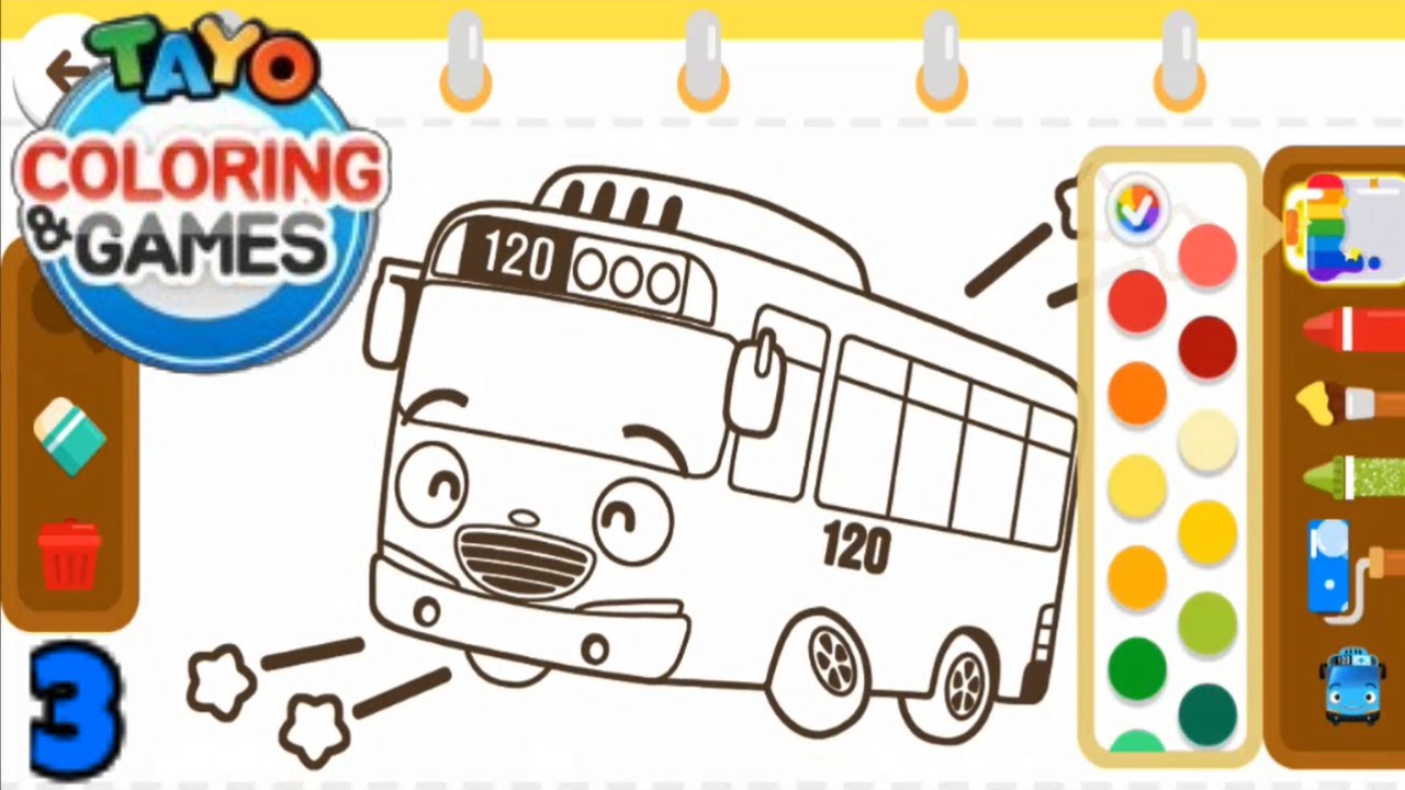 TAYO COLORING & GAMES - KIDS | TAYO | SKETCHBOOK | BUS | 3 | TAYO THE ...
