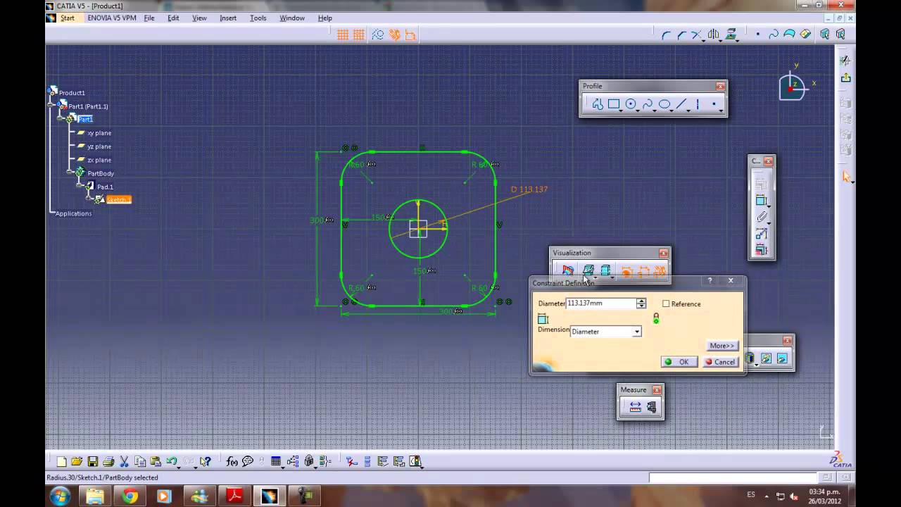 catia lección 7 | ejercicio 1 | parameters and formulas | - YouTube