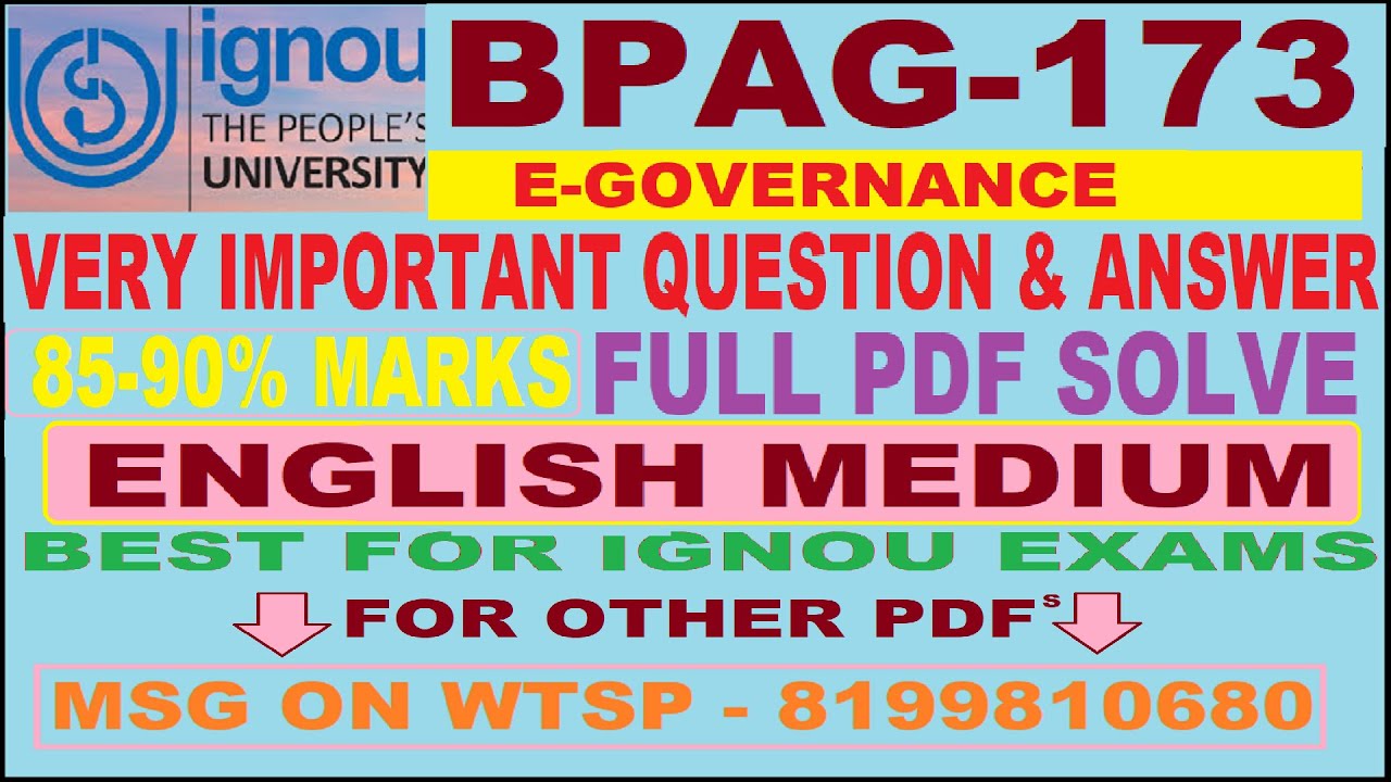 BPAG 173 Important Question Answer || bpag 173 Solved Papers || bpag ...