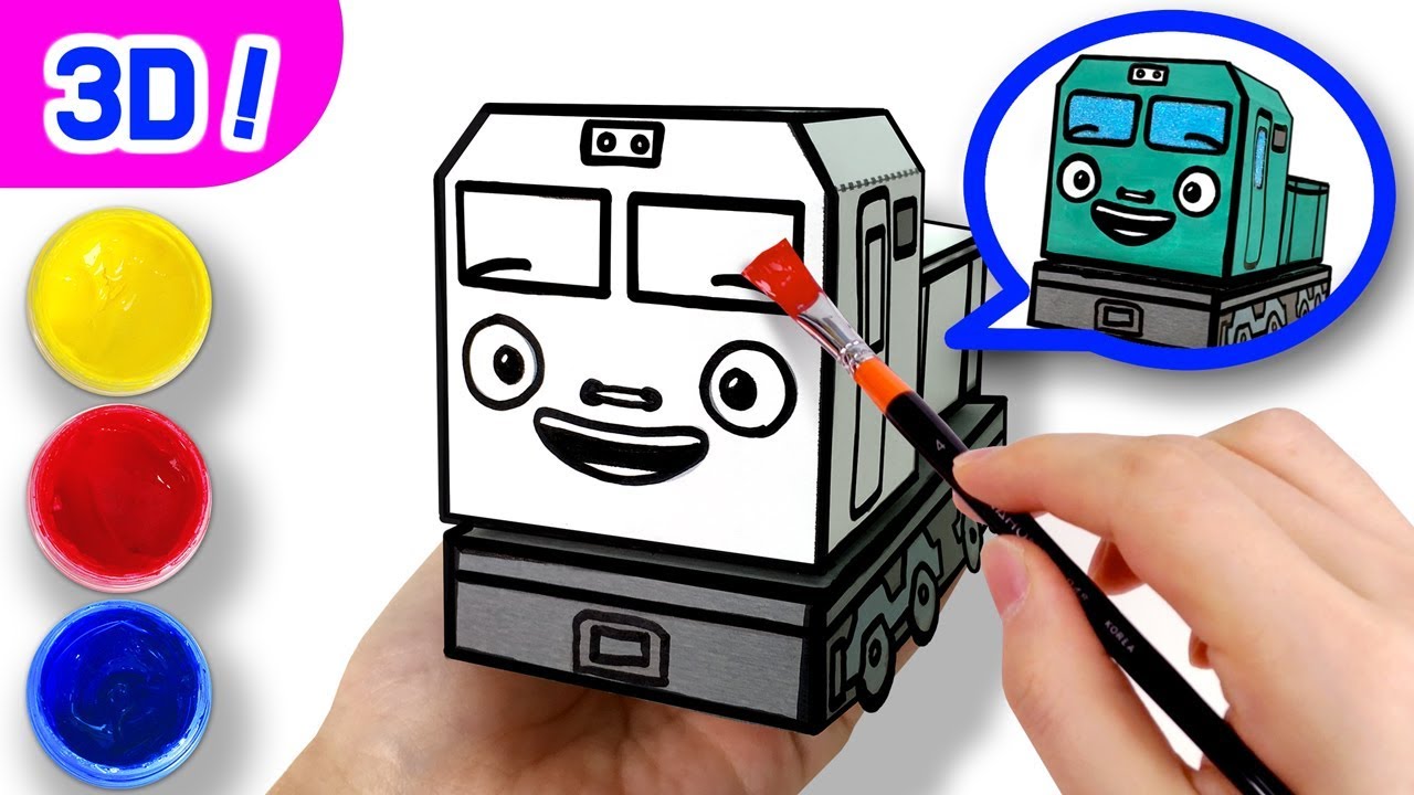 3D Coloring Diesel Shunter Setter l Coloring Tutorial l Tayo Paper ...
