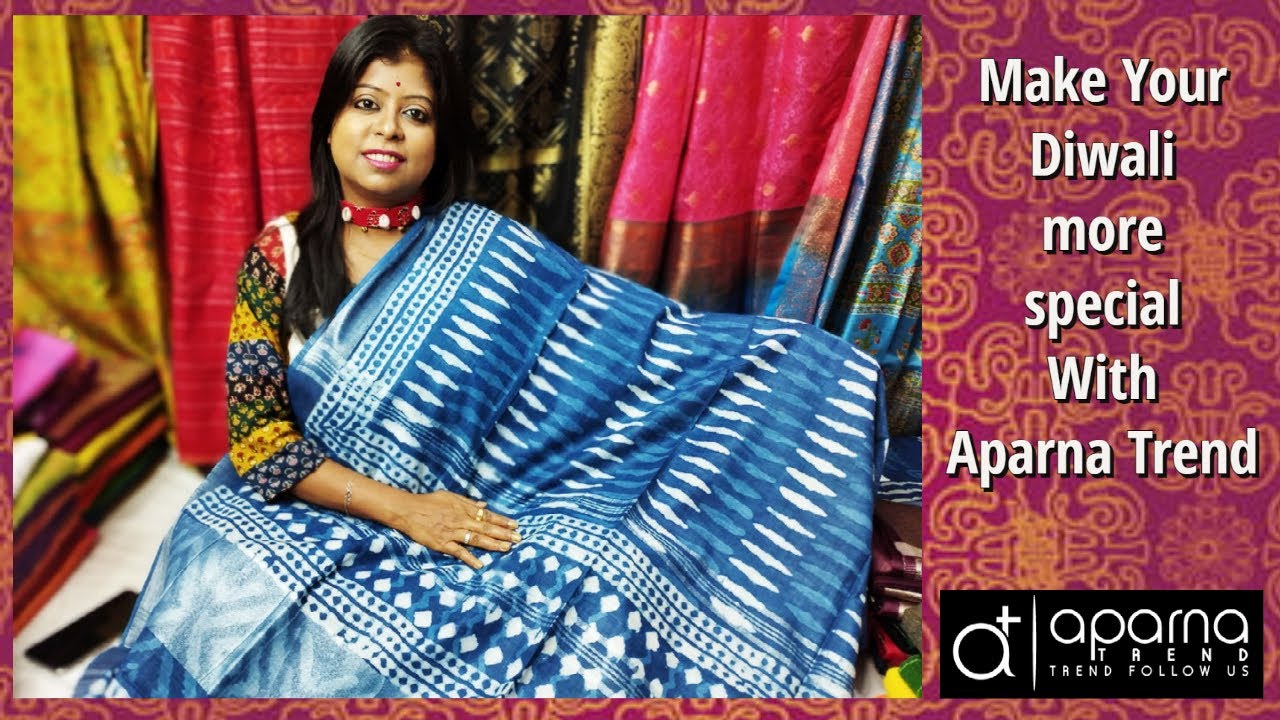 Indigo & Ajrakah Saree: A New Trend in Indian wear by Aparna Trend - YouTube