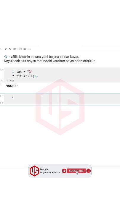 Python String Metotları Zfill Python String İşlemleri Coding Programming Python Youtube