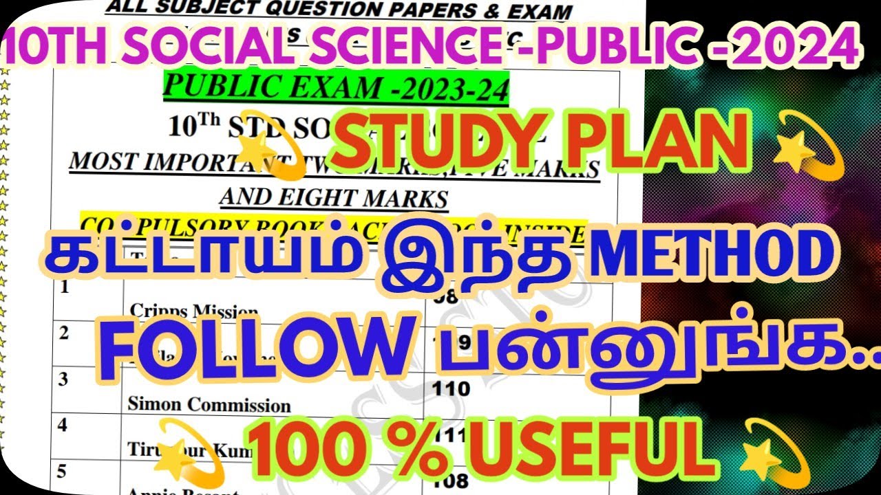 10th Social Science -Study Plan -Tips And Tricks To score Centum In ...