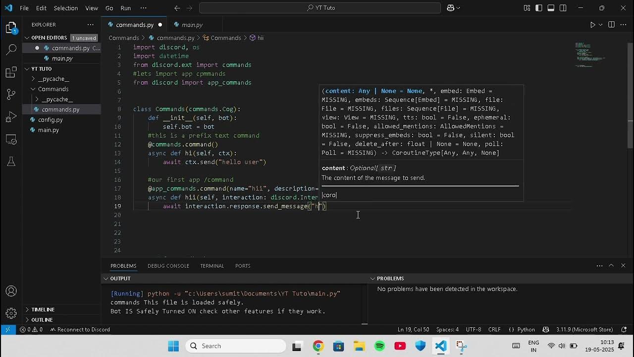 How to create slash(/) and hybrid command in discord.py |For cogs | DIscord.py - YouTube