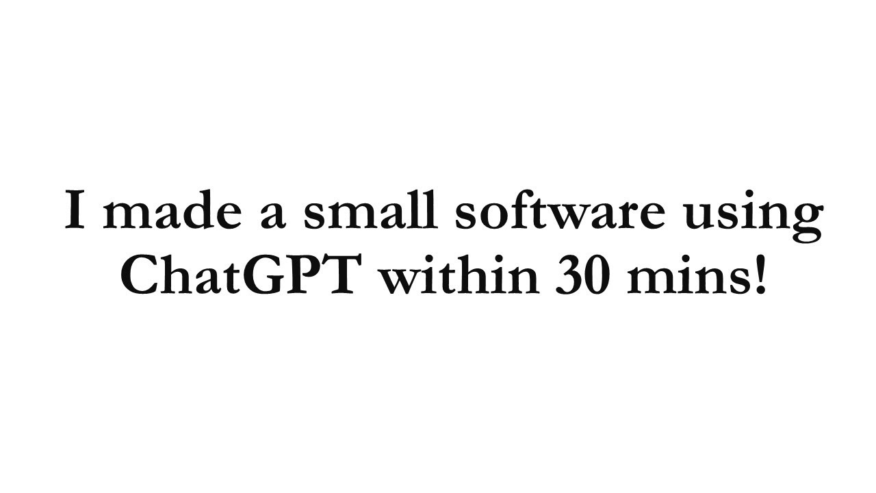 I made a small software within 30 mins! - YouTube