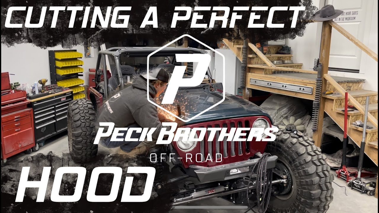 PECK BROTHERS- CUTTING UP A PERFECT JEEP HOOD - YouTube