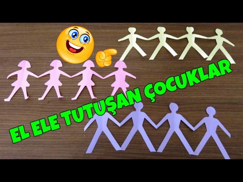Kağıttan El Ele Tutuşan Çocuklar / Make a Kirigami Chain of Boy and Girl Dolls