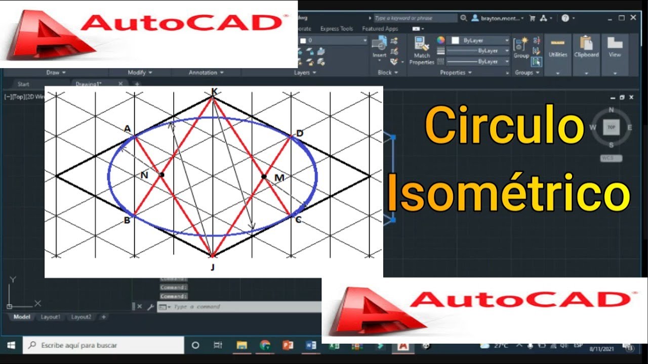 Circulo isométrico en un cuadro. AutoCAD. - YouTube