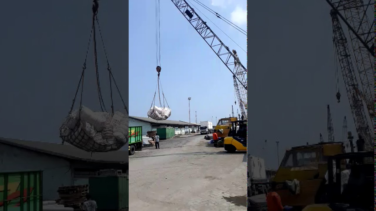 Proses jumbo bag loading dari truk ke kapal - YouTube