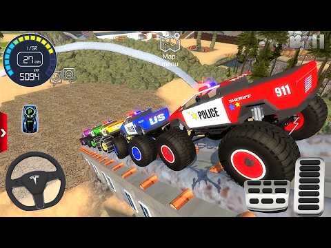 Vertical Mega Ramp Monster Truck Impossible Driver #1 - Extreme Police Car Stunts - Android GamePlay