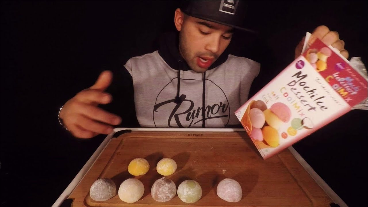 (ASMR) Eating Mochi Ice Cream Dessert for the first time (Whispering ...