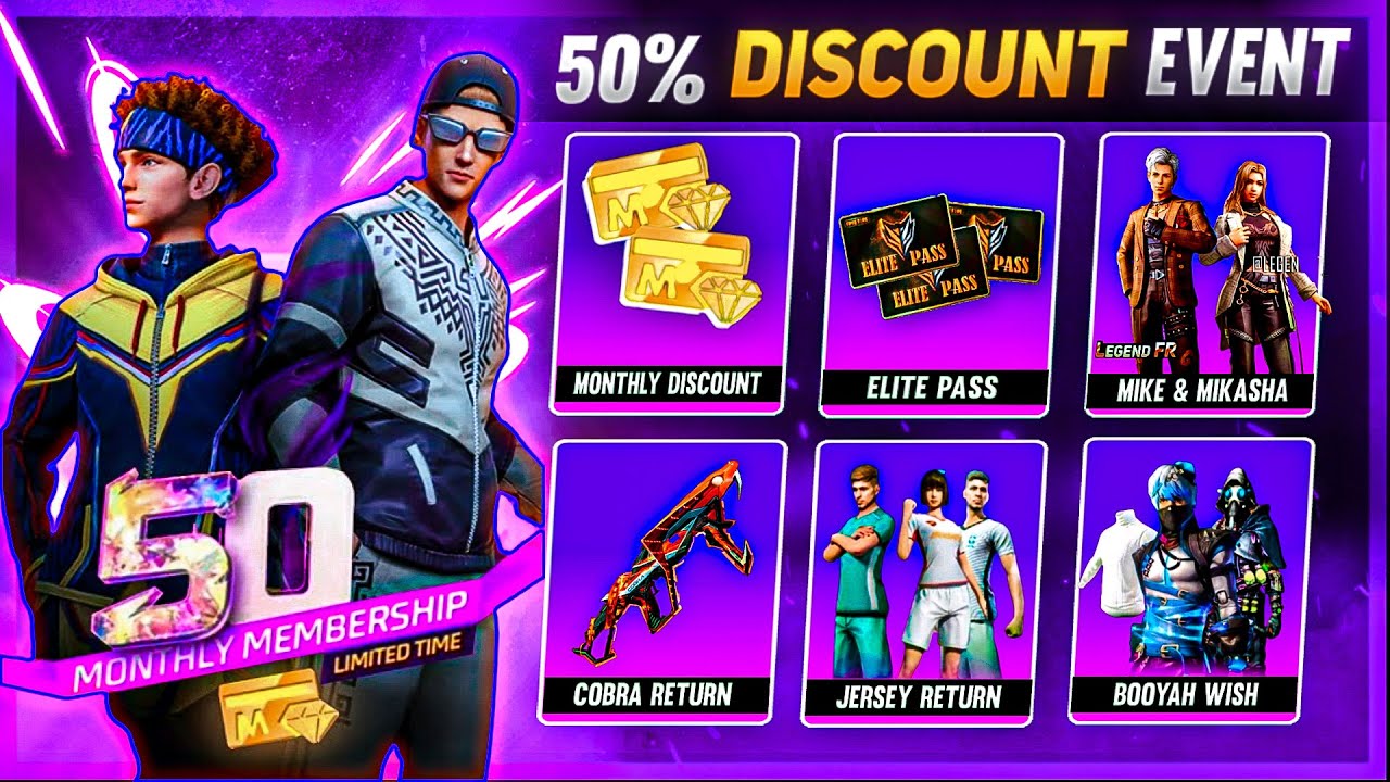UPCOMING DISCOUNT EVENT FREE FIRE | COBRA BUNDLE RETURN | JERSEY ROYALE ...