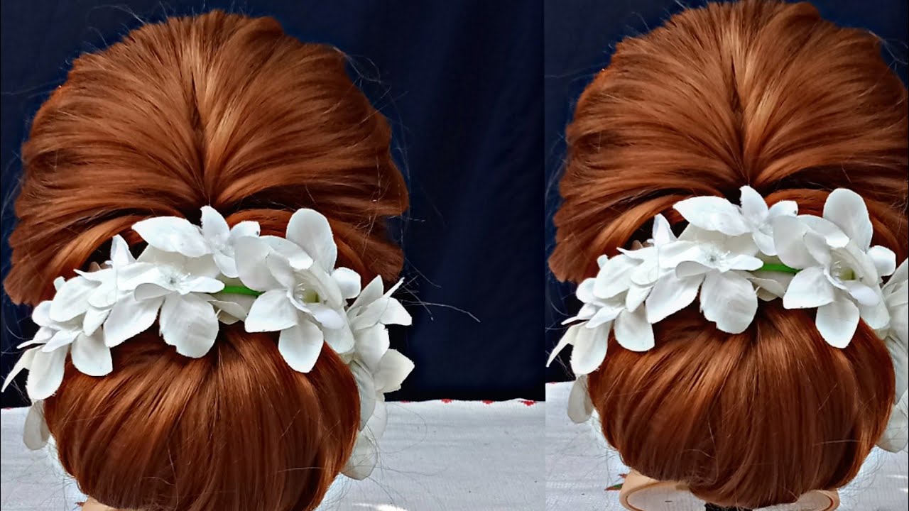 Cute juda hairstyle for party | juda hairstyle with gajra | juda ...