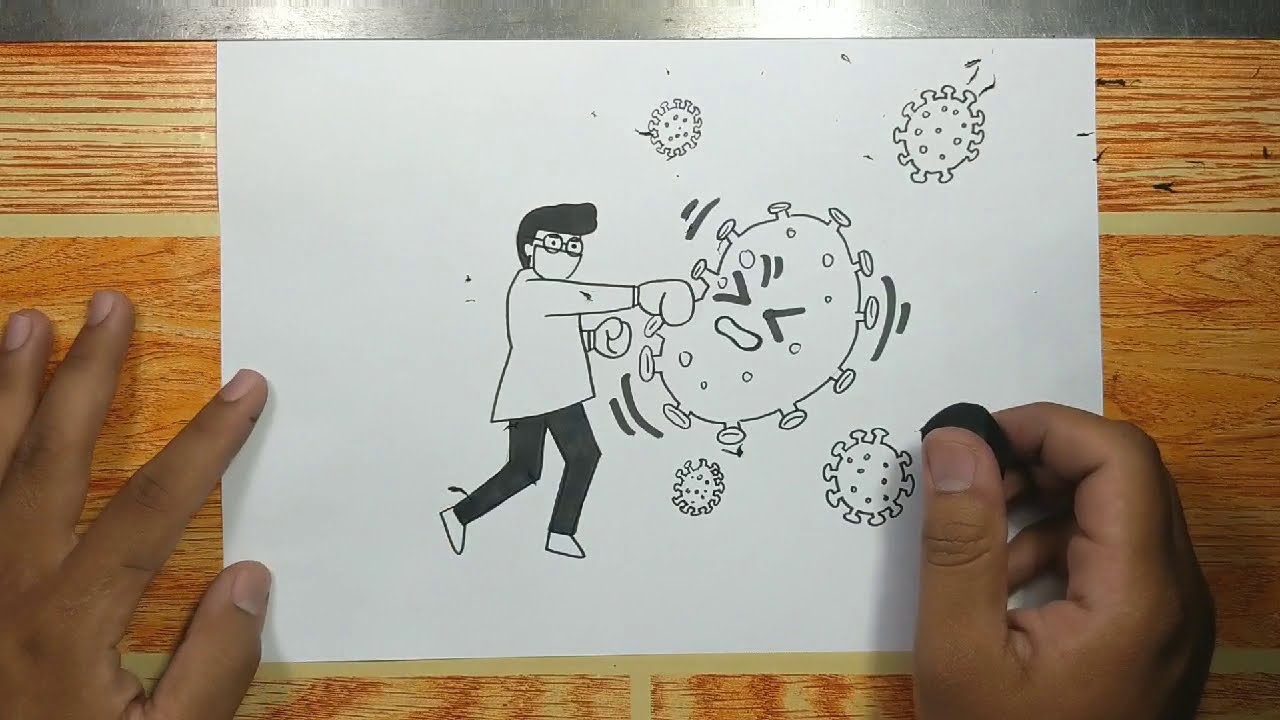 How to draw FIGHT THE CORONAVIRUS step by step - YouTube