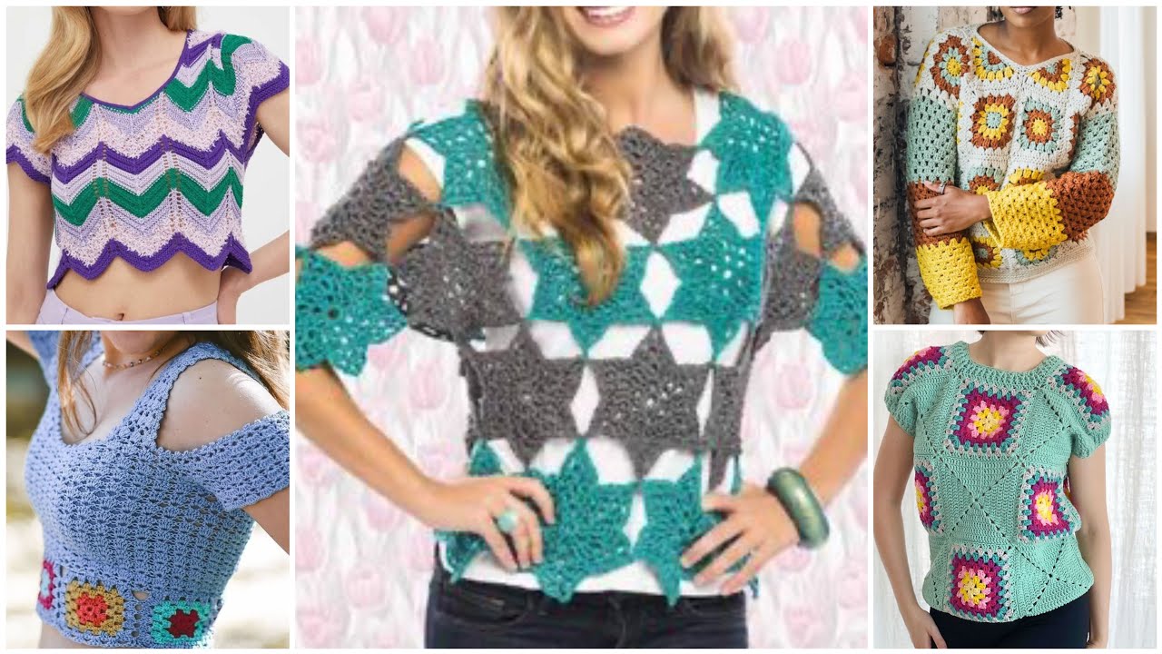 Latest crochet pattern cotton yarn top/tunic top/crop top designs - YouTube