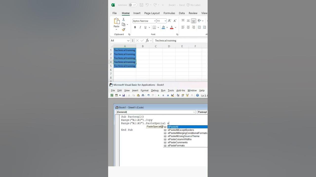 Paste Just Formats Using MS Excel VBA #shorts - YouTube
