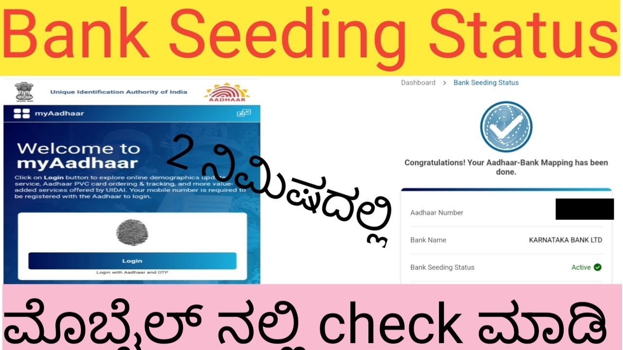 How to check aadhar seeding status to in your bank account | aadhar ...