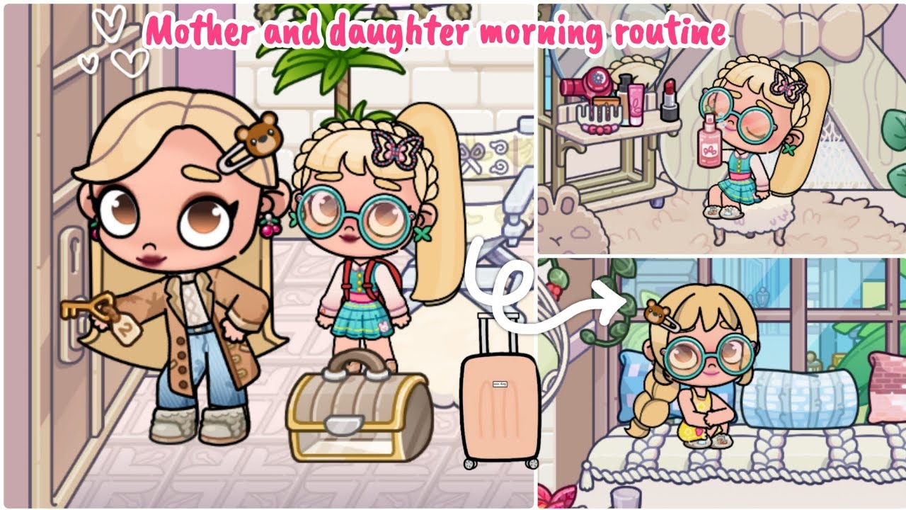 Mother and daughter busy morning routine || avatar world role play ...
