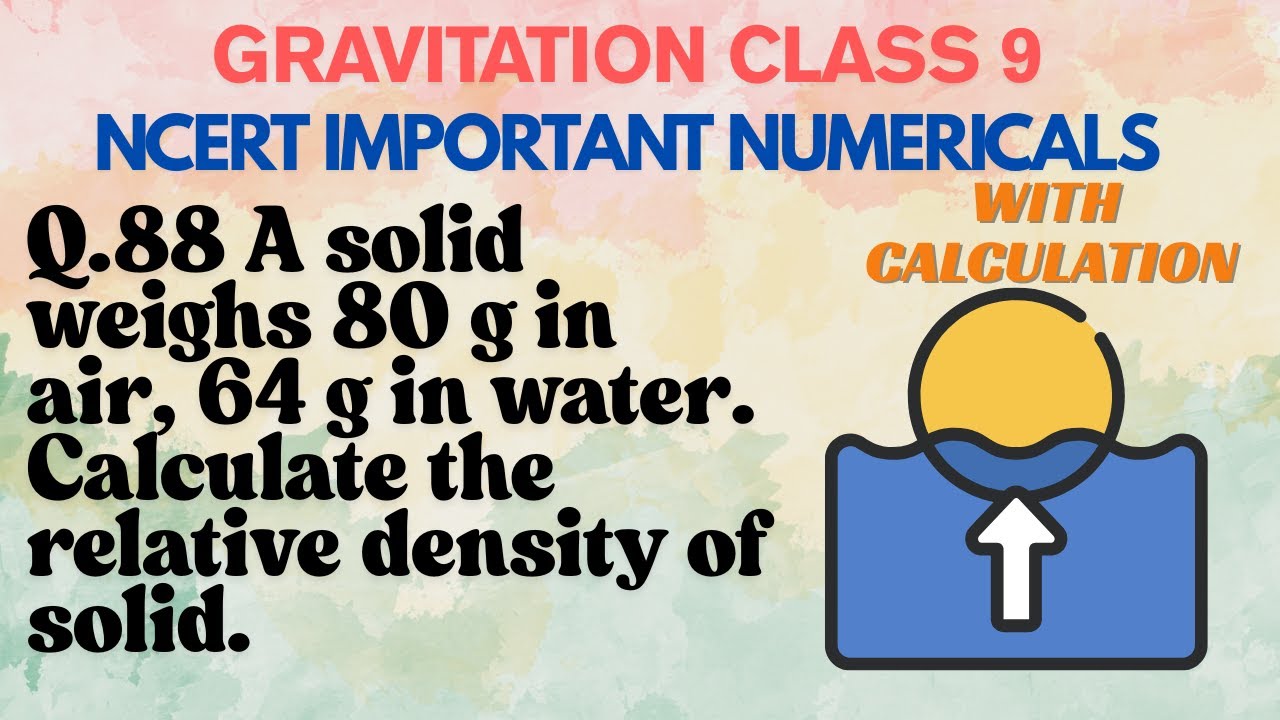 A solid weighs 80 g in air 64 g in water. Calculate the relative ...