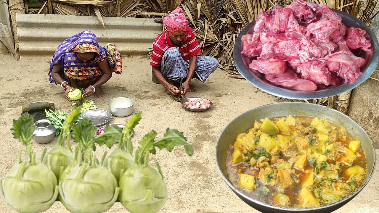 how to cook chicken curry recipe with ol kopi by santali tribe mother ...