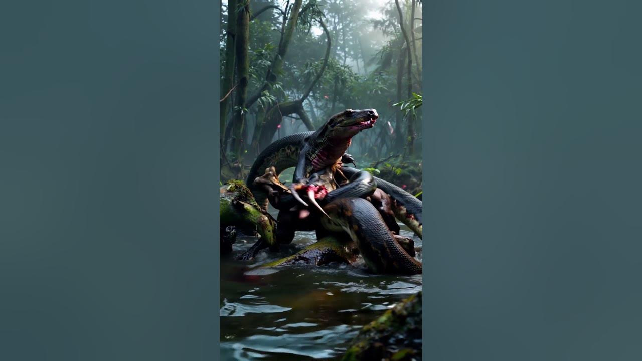 Earth dragon meets giant python in the swamp #youtubeshorts # ...