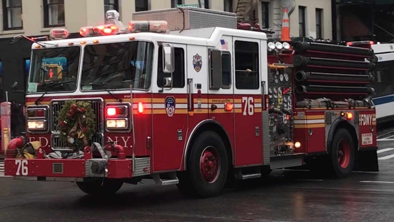 FDNY ENGINE 76 & FDNY TOWER LADDER 22 RESPONDING ON WEST 96TH ON WEST ...