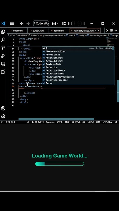 Loading Screen Like a GAME! 🔥 Neon Loading Animation using #HTML #CSS #JS #HACK - YouTube
