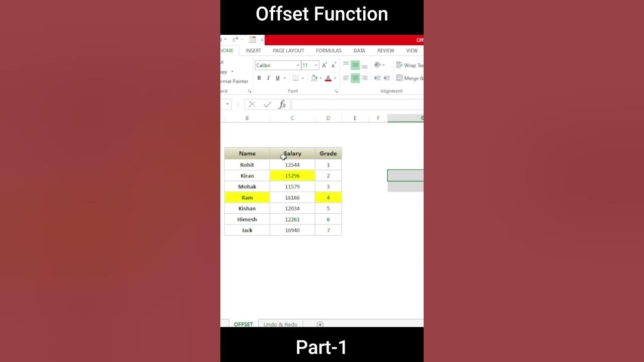 OFFSET Function in EXCEL | Part-1 - YouTube
