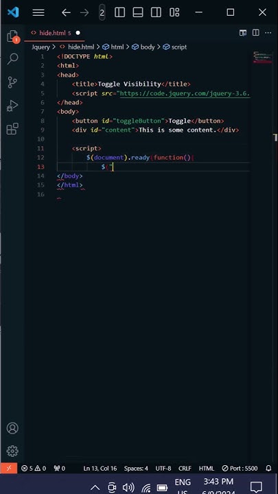 Toggle Element Visibility With Jquery Youtube