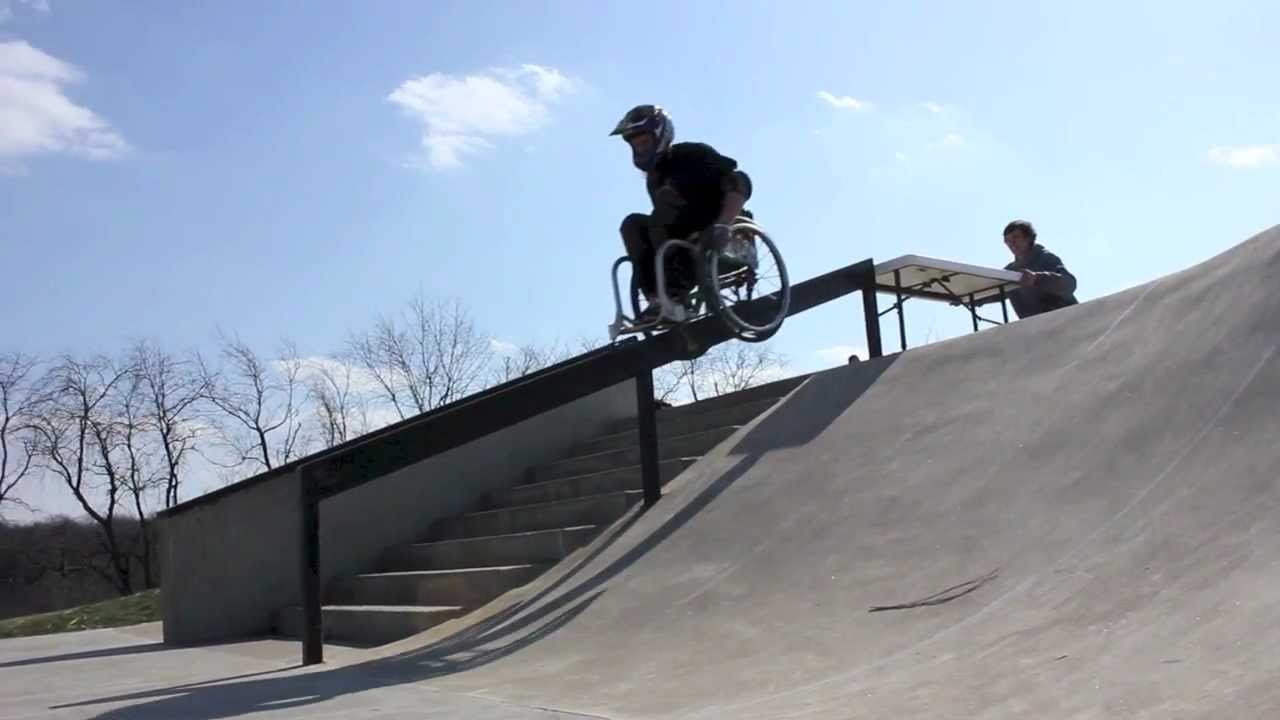 wheelchair grind handrail FAIL!!!!! WCMX - YouTube
