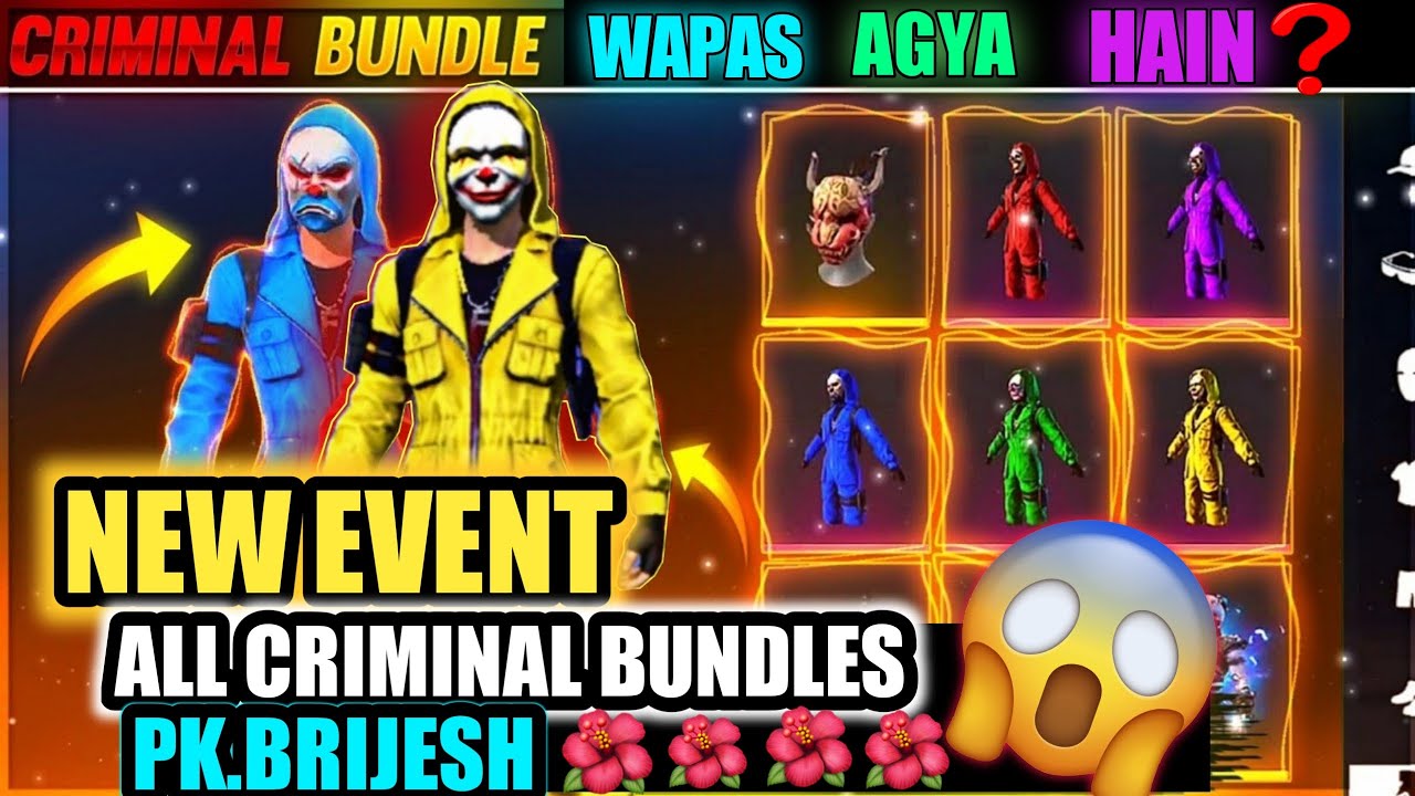 Free Fire All Criminal Bundle Return Event 100% Confirm Rare item - YouTube