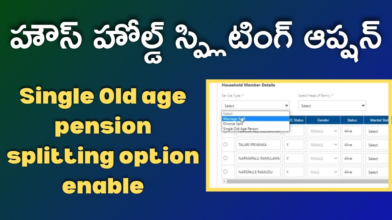 House hold splitting New Option ||Single Old Age pension splitting ...